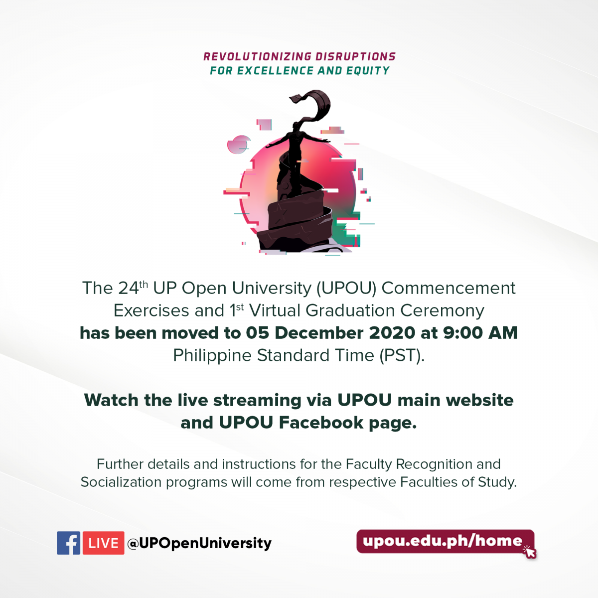 Postponement of the 24th UPOU Commencement Exercises and 1st Virtual ...