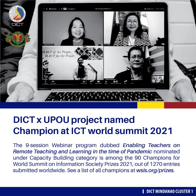 DICT x UPOU Project named Champion at ICT World Summit 2021 ...
