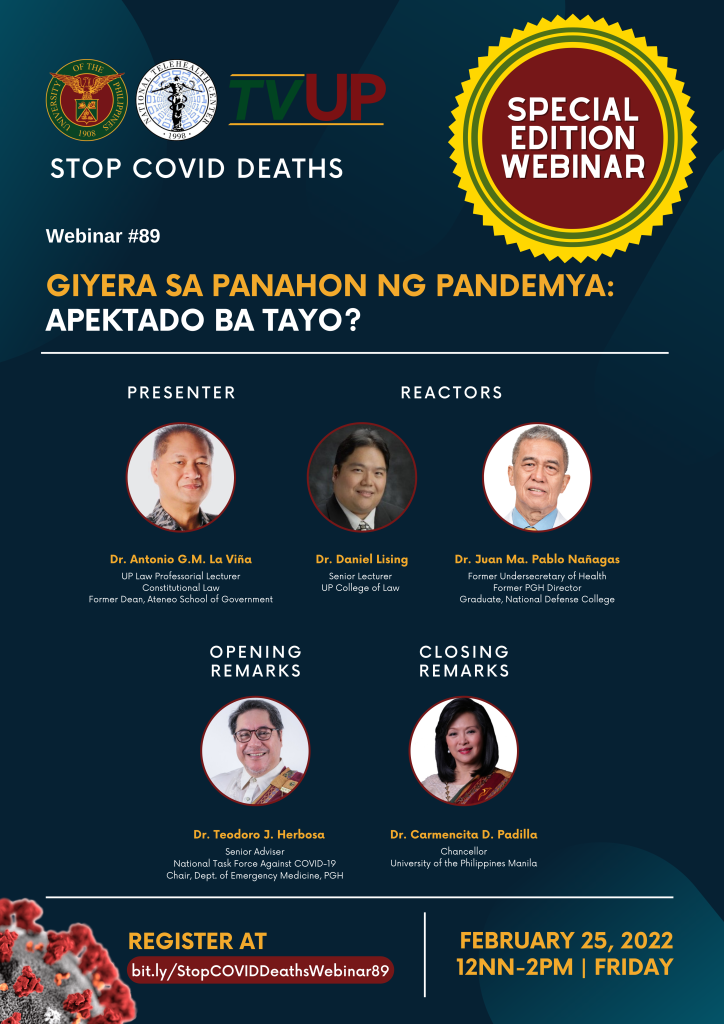 Webinar #89 “GIYERA SA PANAHON NG PANDEMYA: Apektado ba tayo?" - University of the Philippines ...
