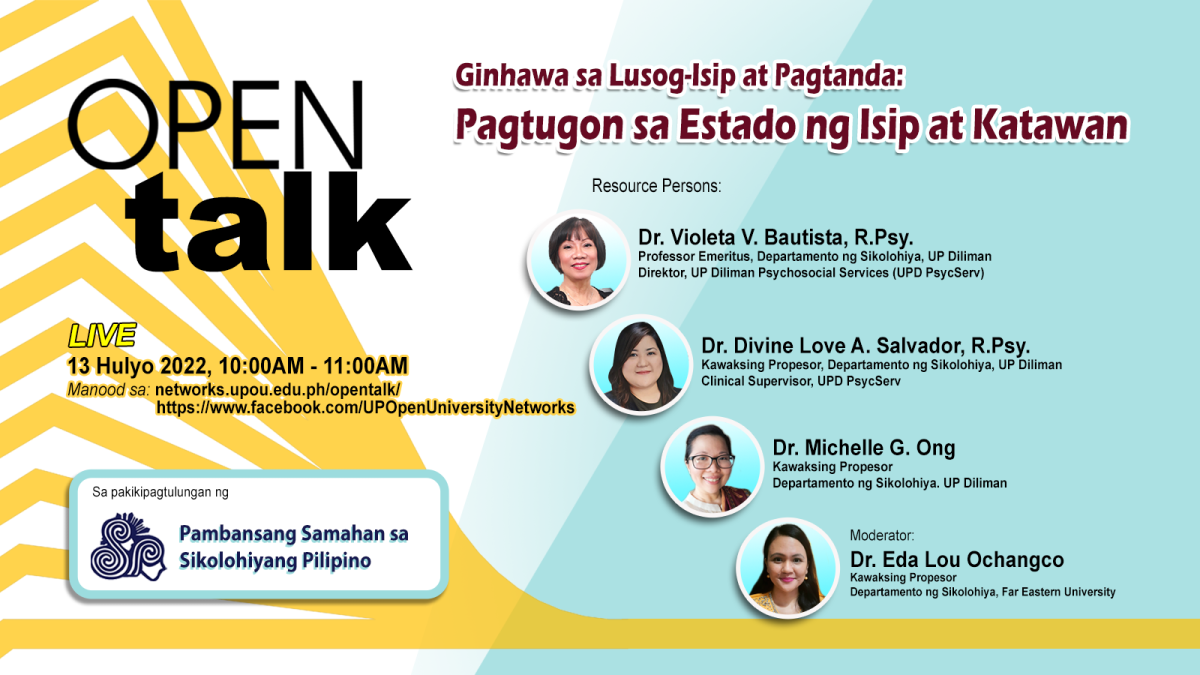 Open Talk Episode 25 "Ginhawa sa Lusog-Isip at Pagtanda: Pagtugon sa ...
