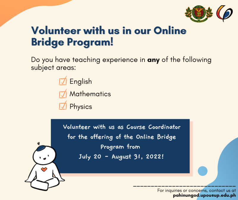 Volunteer for the Online Bridge Program - University of the Philippines ...