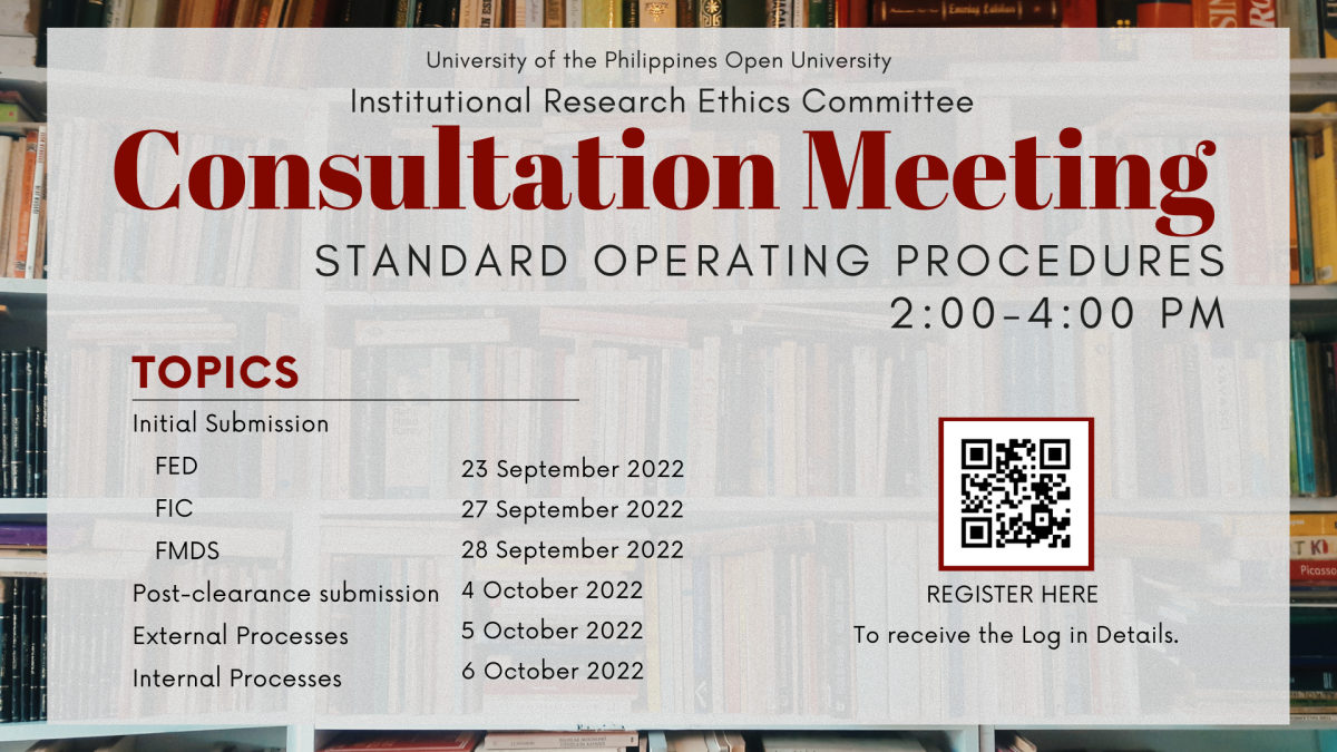 UPOU IREC Standard Operating Procedures Consultation Meeting with ...