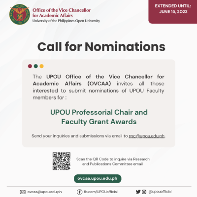 Call for Nominations for UPOU Professorial Chair and Faculty Chair ...