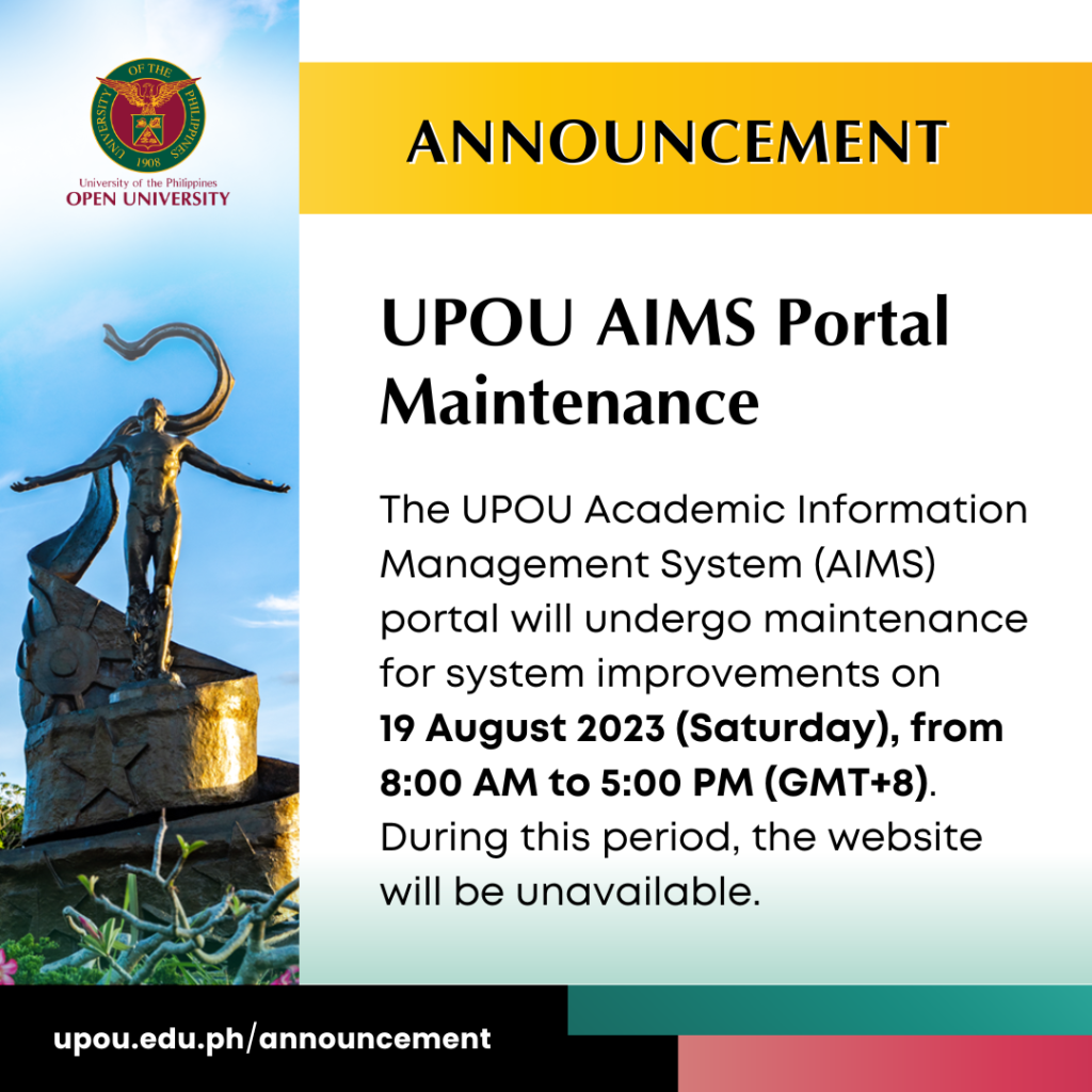 UPOU AIMS Portal Maintenance - University of the Philippines Open ...