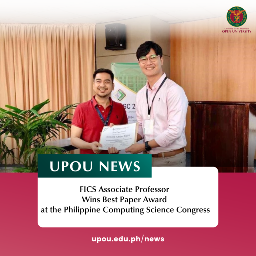 FICS Associate Professor Wins Best Paper Award at the Philippine ...