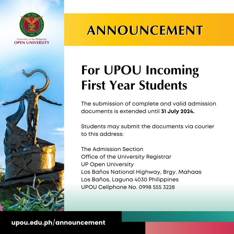 Announcement for UPOU Incoming First Year Students - University of the Philippines Open University