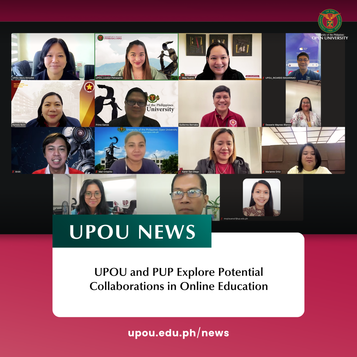 UPOU and PUP Explore Potential Collaborations in Online Education - University of the ...