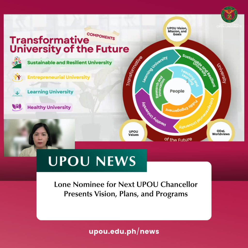 Lone Nominee for Next UPOU Chancellor Presents Vision, Plans, and ...